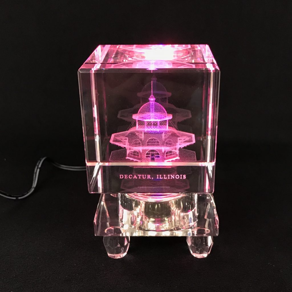 3D Lead Crystal Decatur Transfer House | Glass House Store