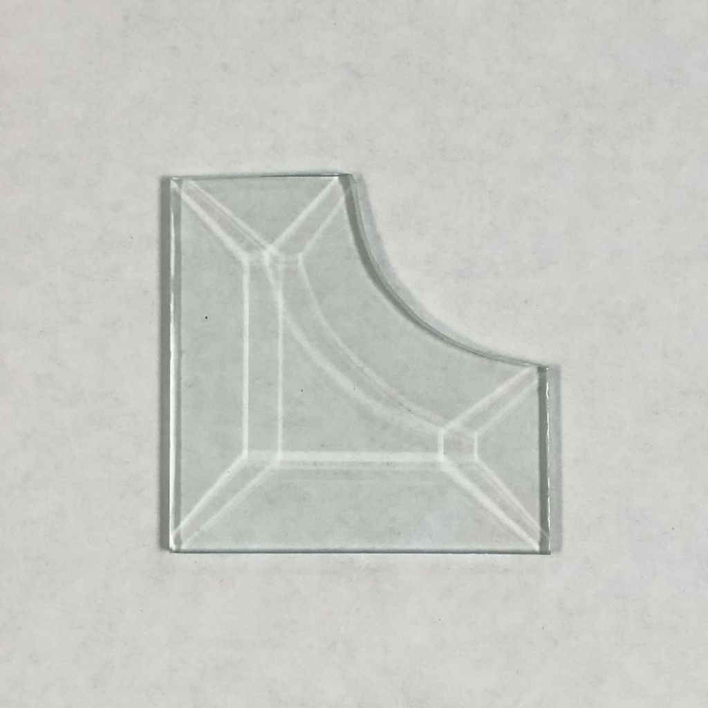 Curved Corner Beveled Glass 2″x 2″ x 1″ | Glass House Store